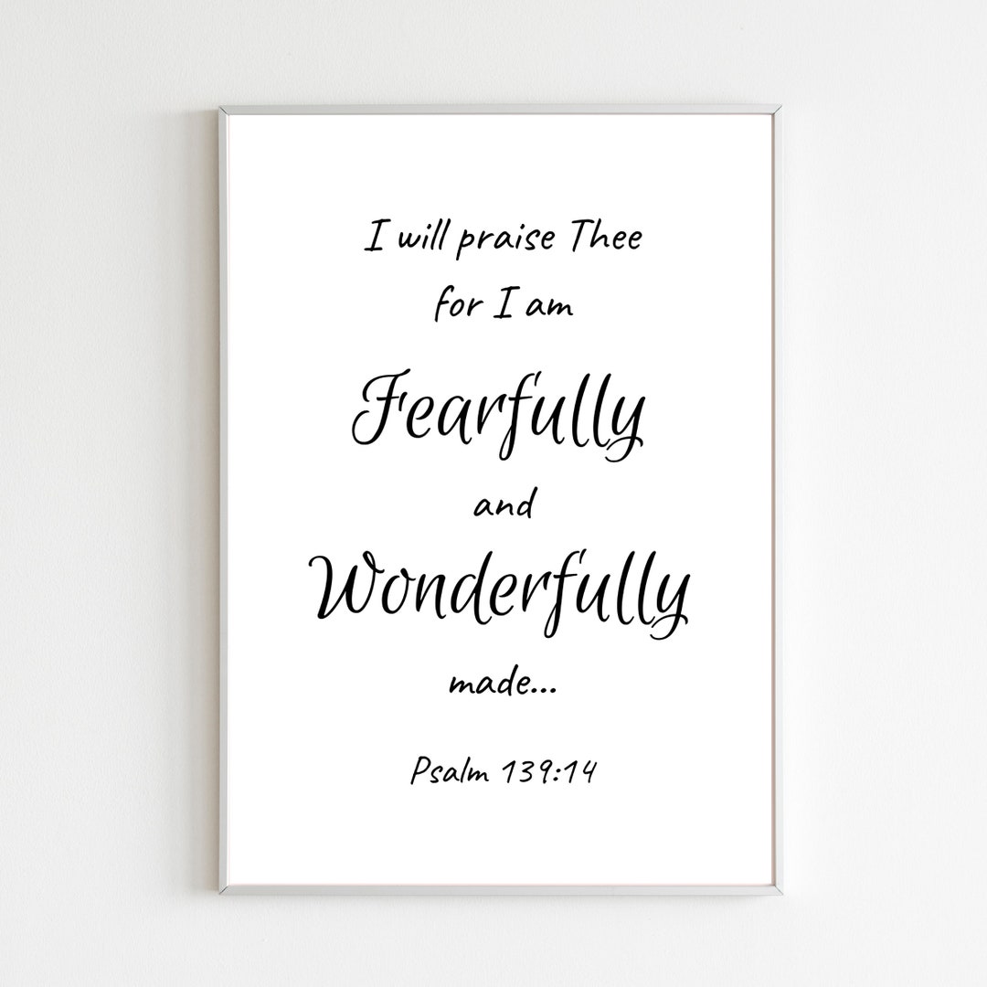 Psalm 139:14 Printable Poster, Bible Verse Poster, Digital Download ...
