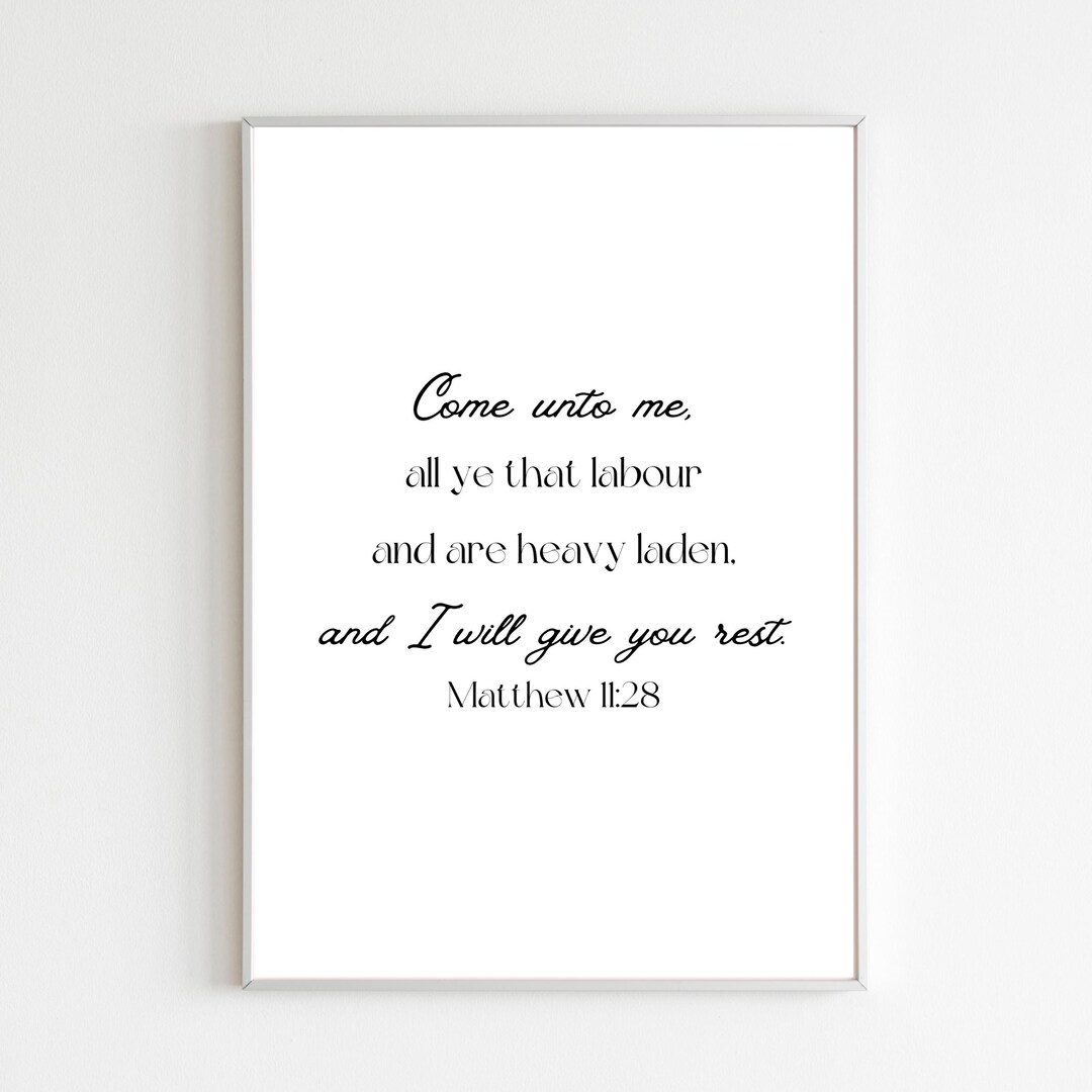 Matthew 11:28 Bible Verse Printable Poster, Printable Bible Verse Art ...