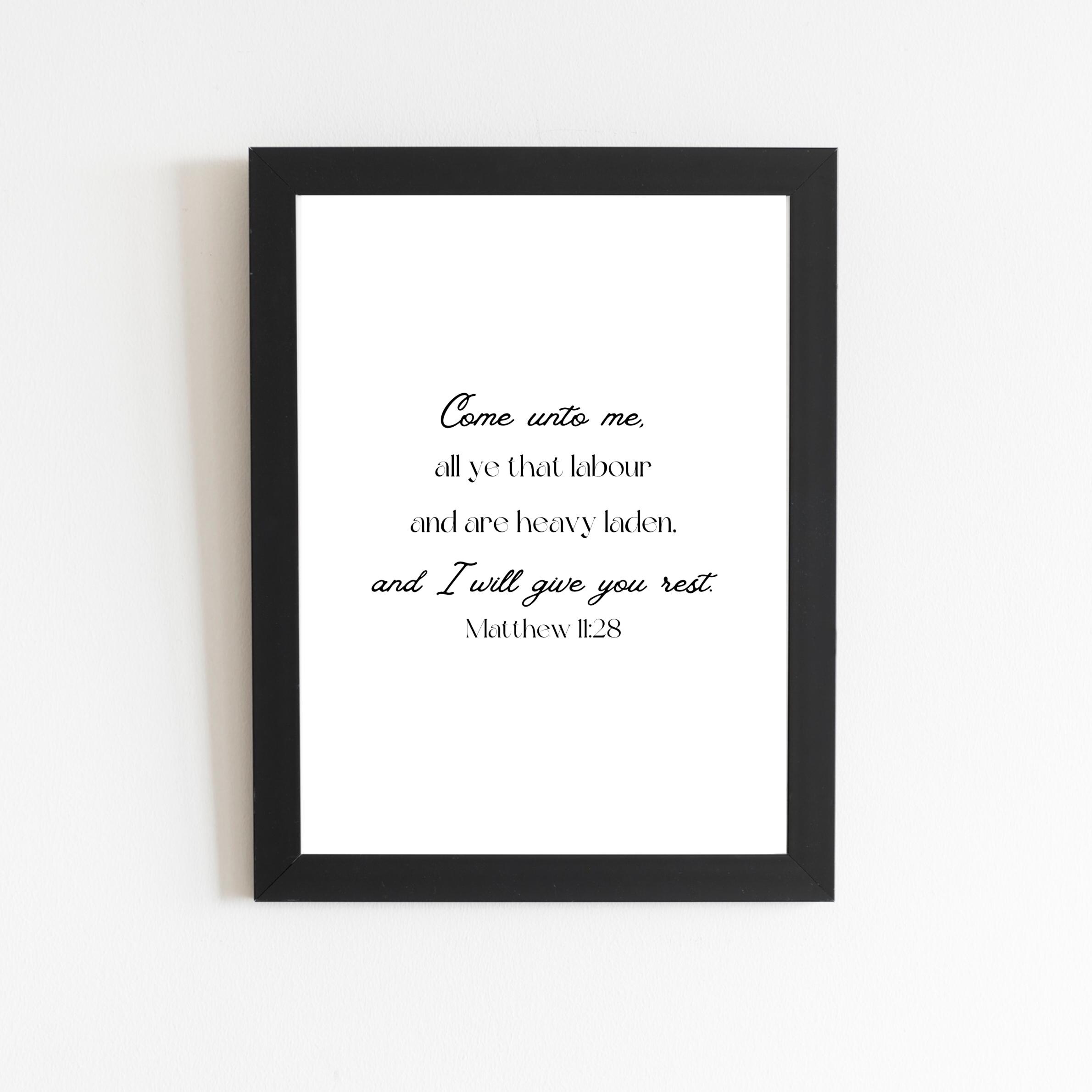 Matthew 11:28 Bible Verse Printable Poster, Printable Bible Verse Art ...