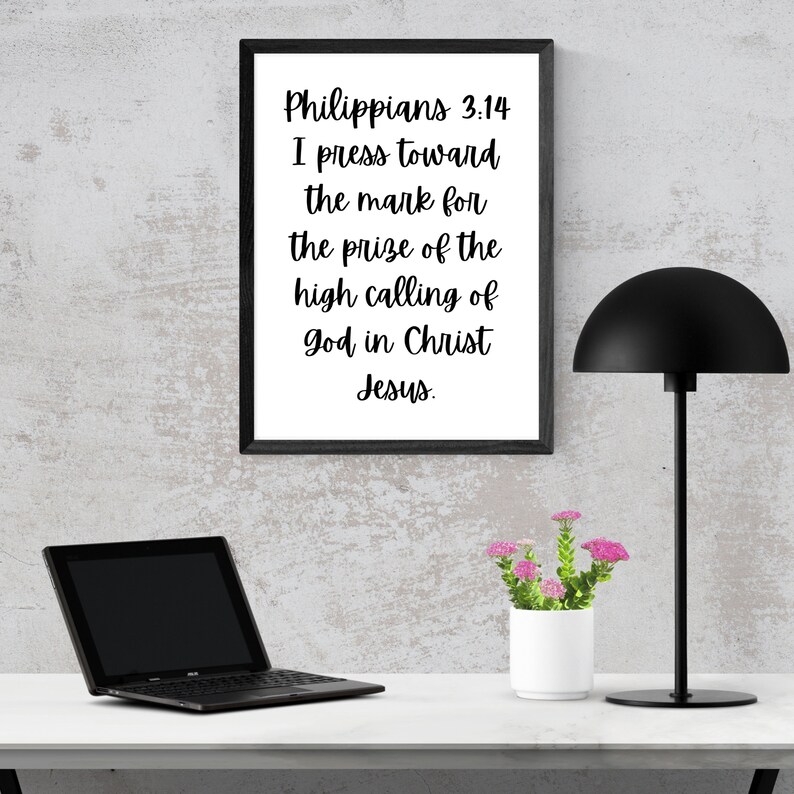 Philippians 3:14 Printable Bible Poster, Philippians Verse Poster ...