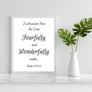 Psalm 139:14 Printable Poster Bible Verse Poster Digital - Etsy