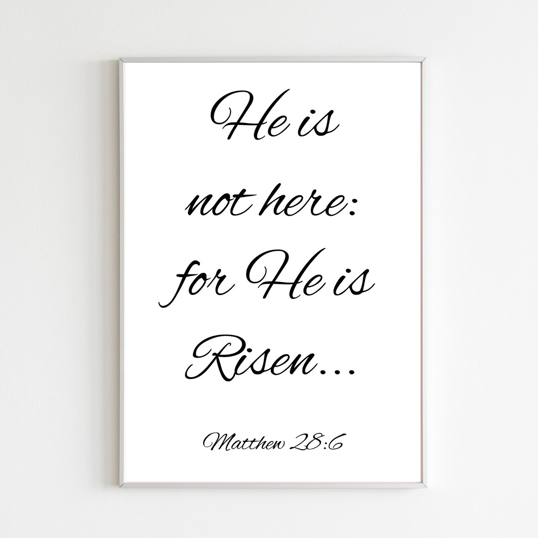 Matthew 28:6 Bible Verse Poster, Resurrection Printable Verse Poster ...
