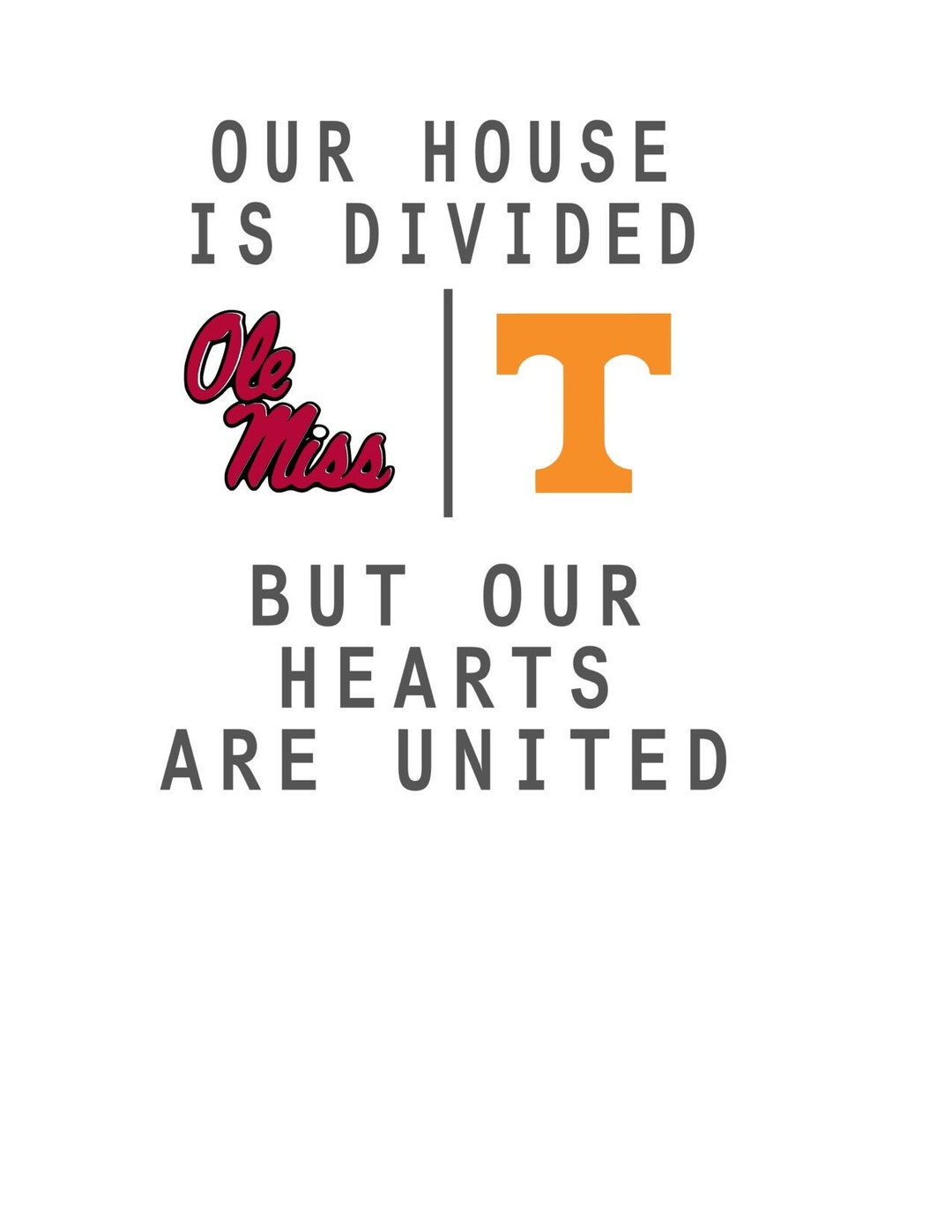 House Divided Hearts United Ole Miss and TN - Etsy