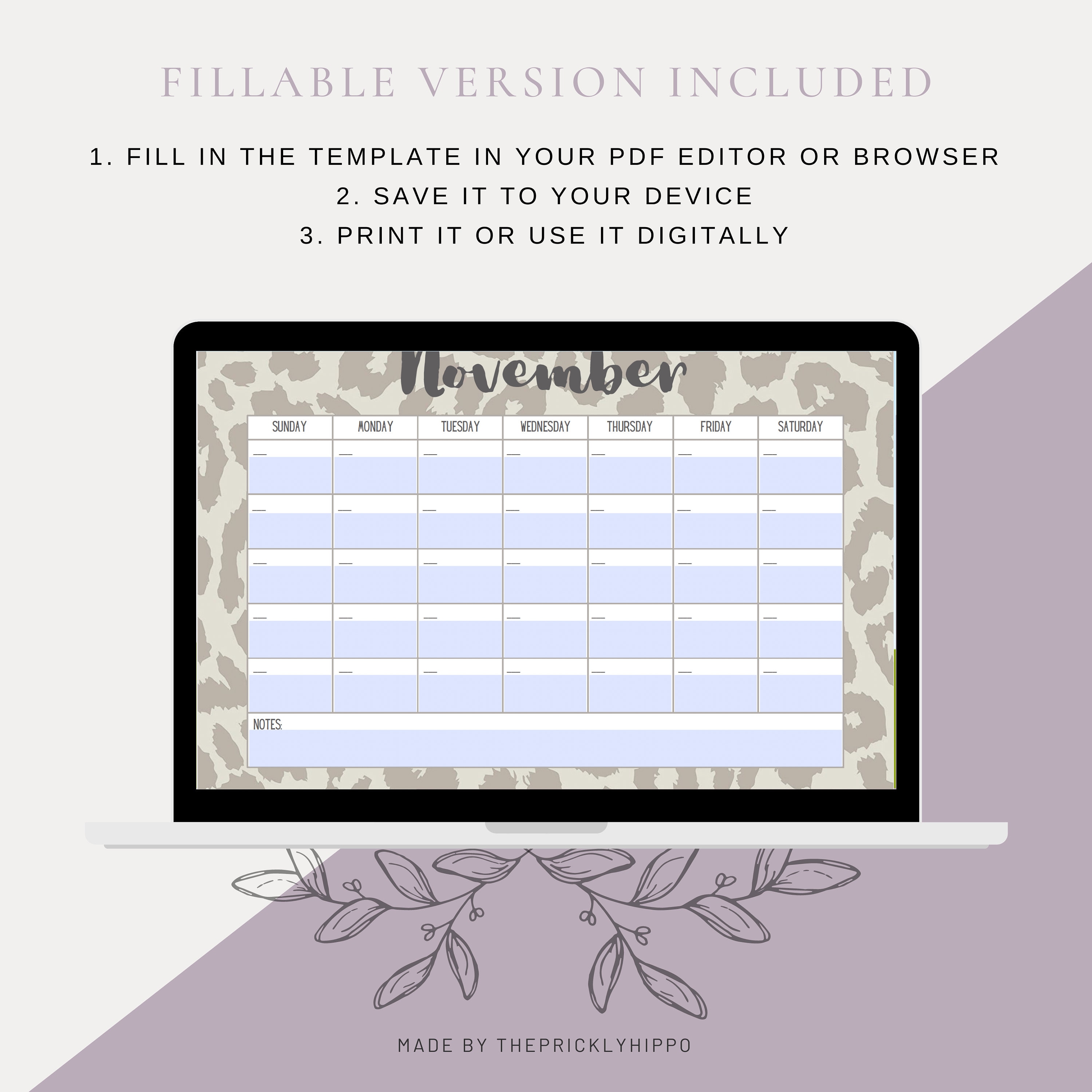 2024 2025 Leopard Calendar, 12-month Printable With Notes, Leopard ...