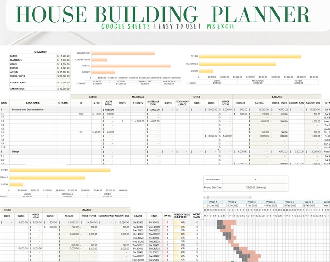 House Building Planner, Construction Budget Template, Construction ...