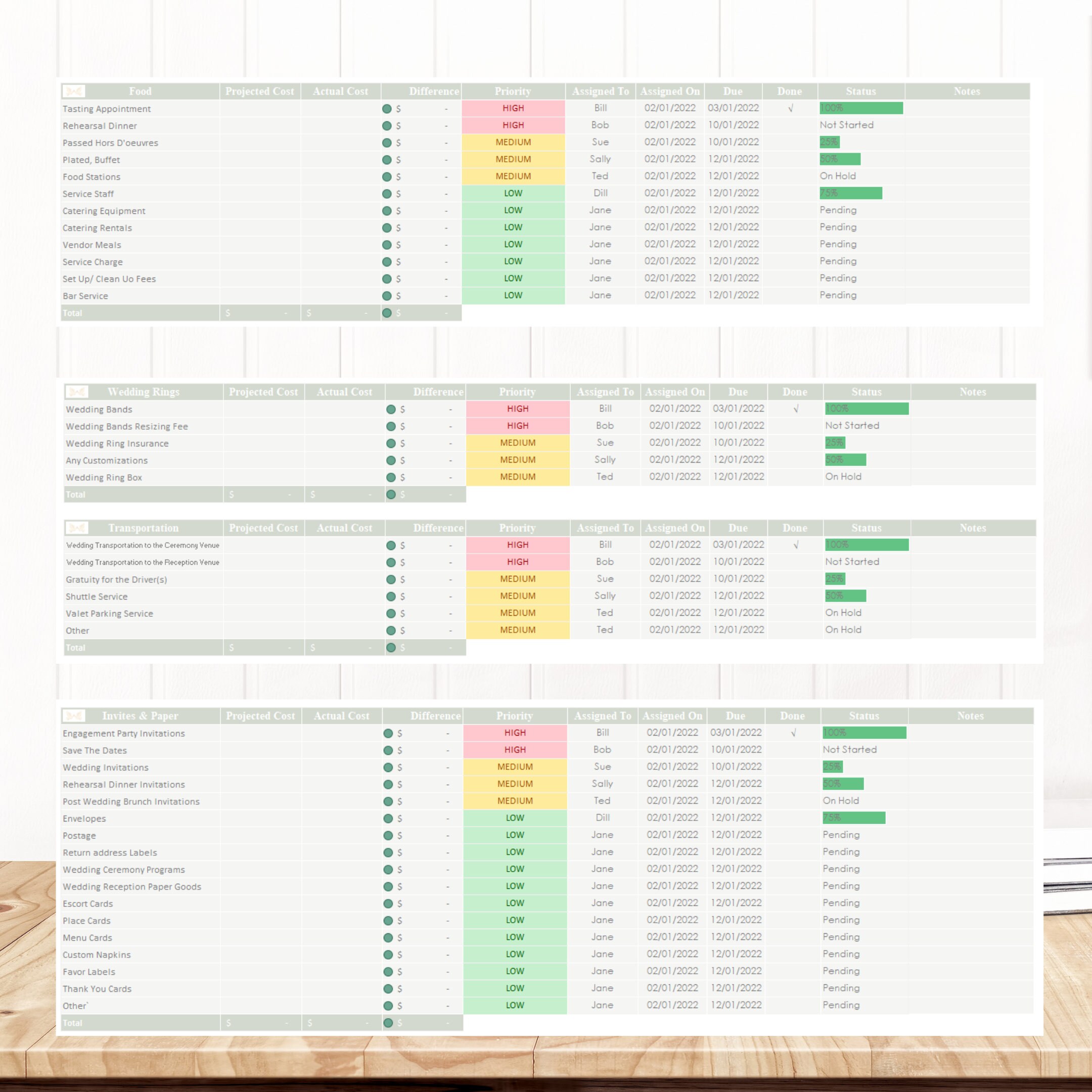 Wedding Planning Spreadsheet, Budget Planner, Wedding Gift, Excel ...