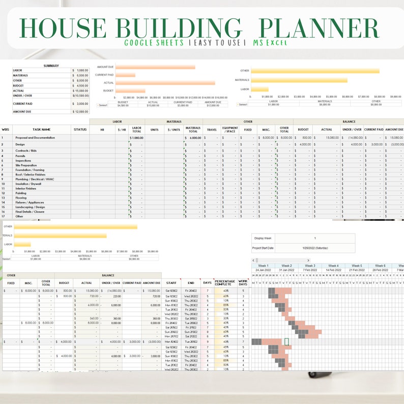 House Building Planner Construction Budget Template - Etsy