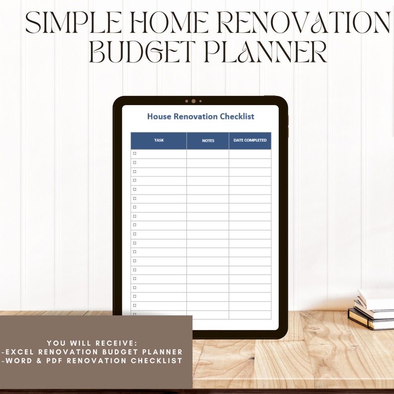 Simple Home Renovation Budget Excel Template Basic Etsy