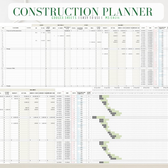 Construction Project Excel Template
