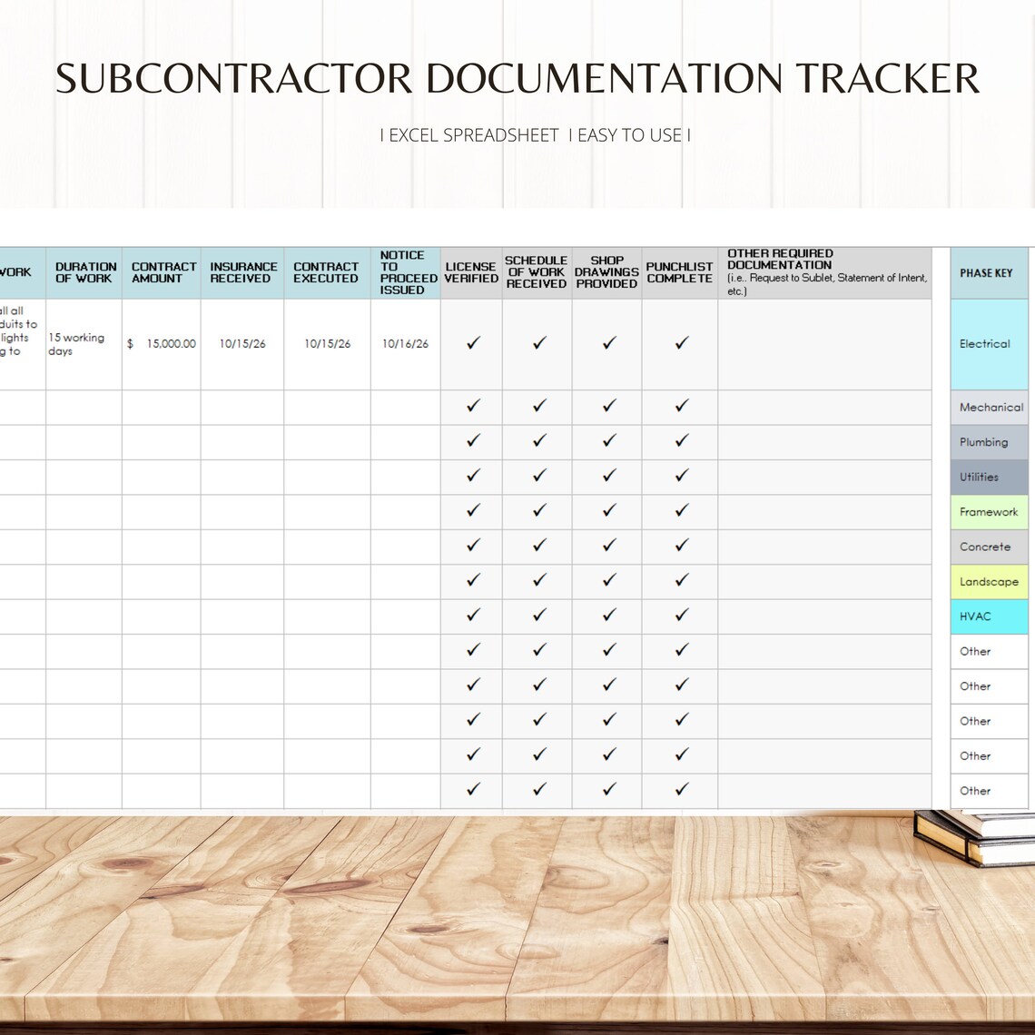Document Tracking Worksheet Subcontractor Documentation - Etsy