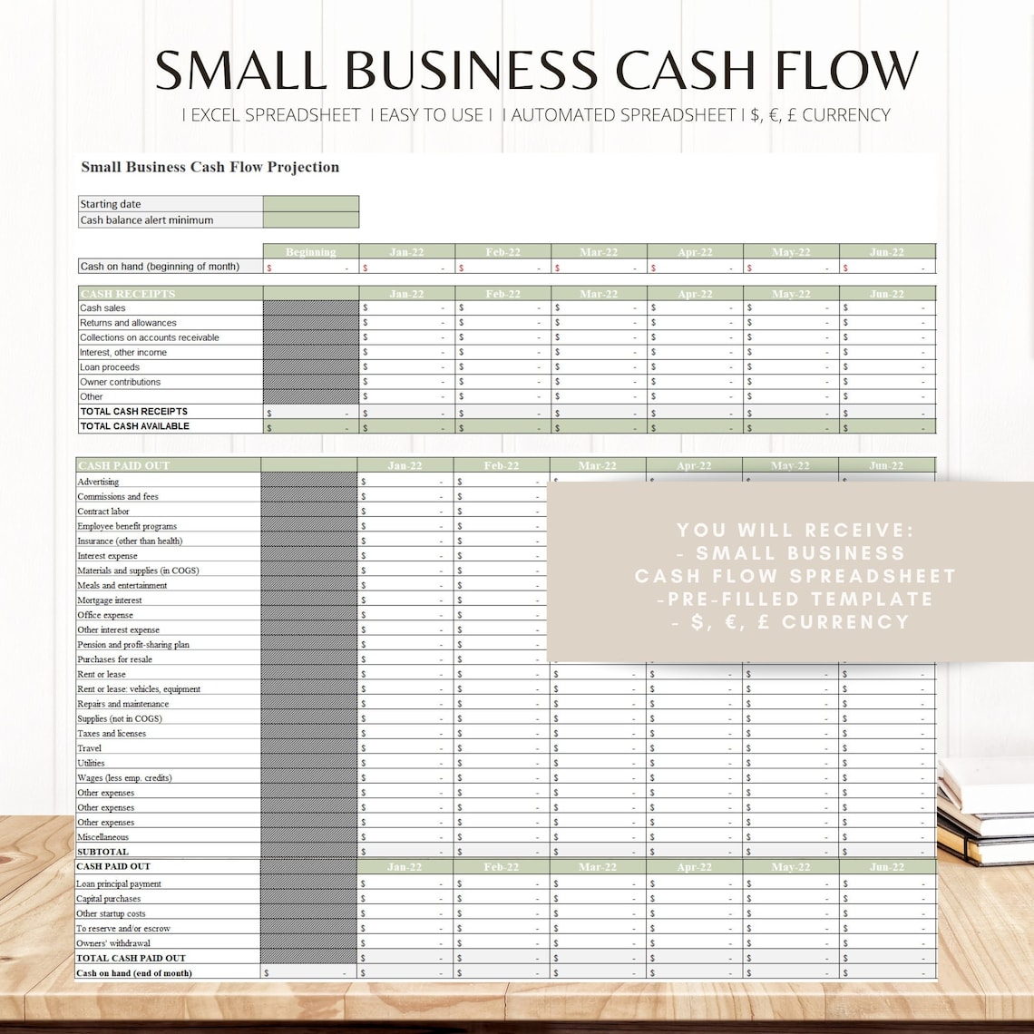 Small Business Cash Flow Forecast Template, Financial Planner for Small ...