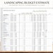 Landscaping Budget Estimate Template, Landscaping Spreadsheet, Excel ...