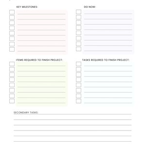 Printable Project Task Planner, Project Management Planner, Digital ...