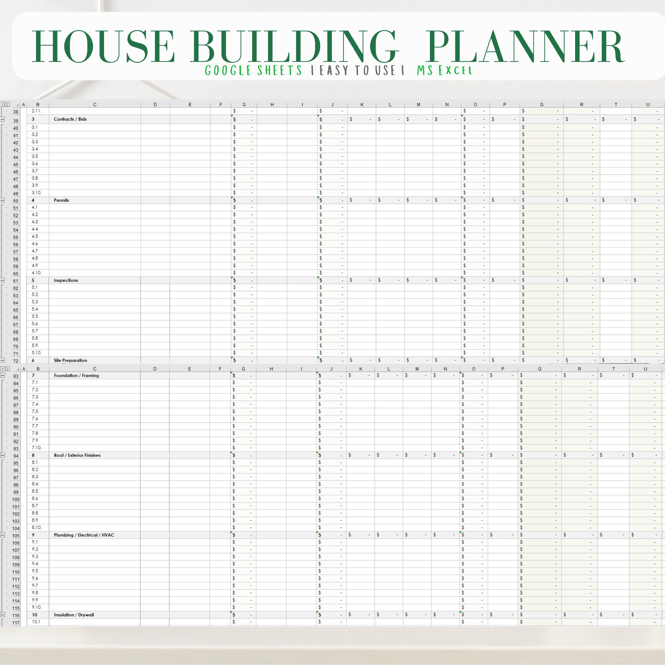 House Building Planner Construction Budget Template - Etsy