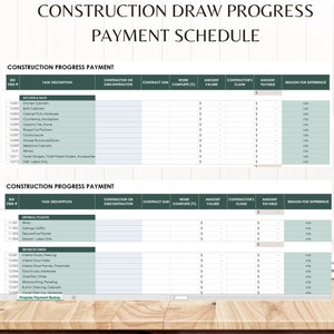 Construction Progress Payment Schedule, Construction Finance Projection ...