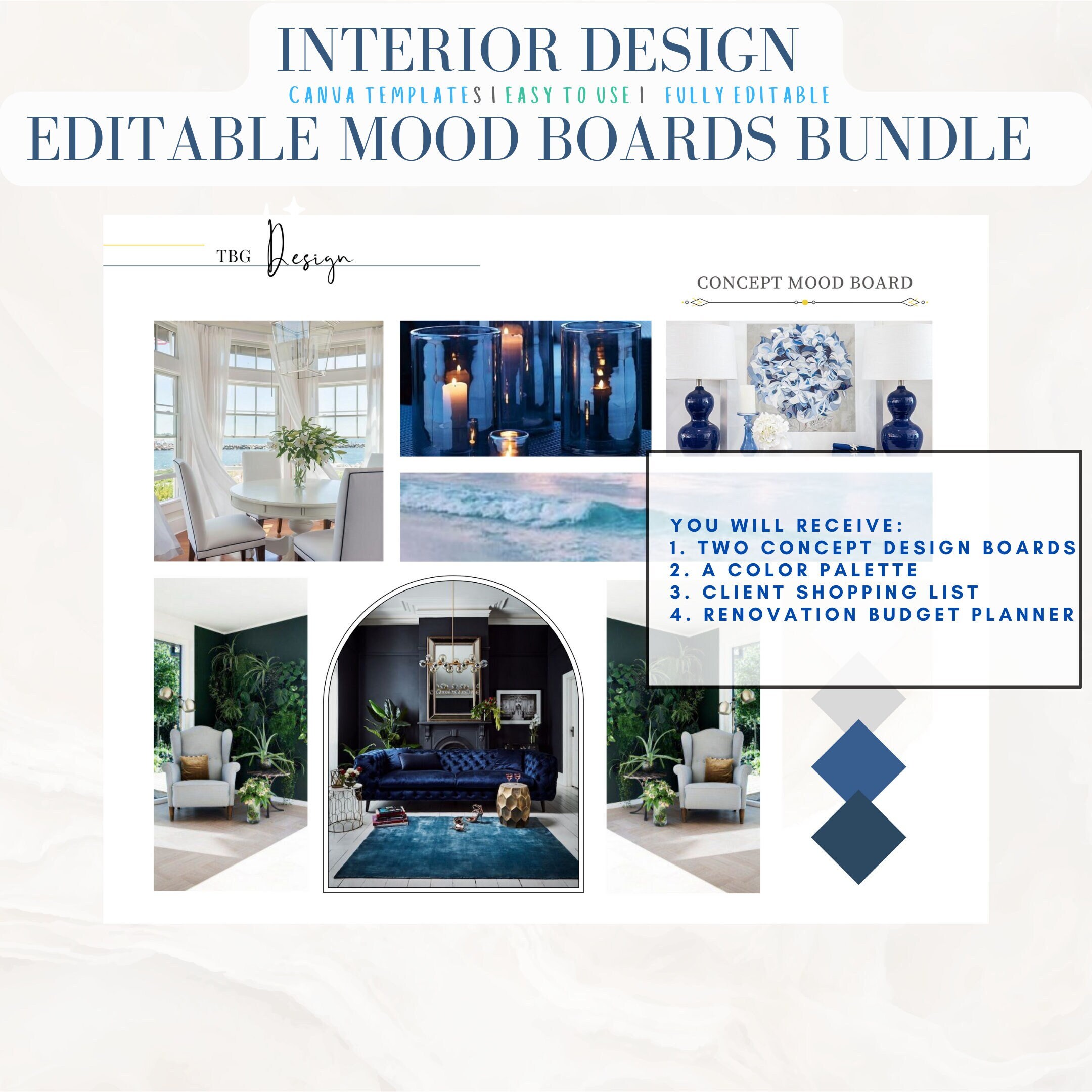 Interior Design Editable Mood Board Templates, Canva Templates for ...