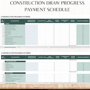 Construction Progress Payment Schedule, Construction Finance Projection ...
