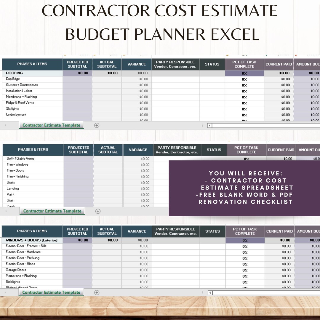 Digital Contractor Cost Estimate Spreadsheet , Digital Contractor ...