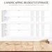 Landscaping Budget Estimate Template, Landscaping Spreadsheet, Excel ...