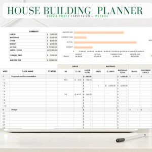 House Building Planner, Construction Budget Template, Construction ...