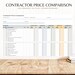 Detailed Contractor Price Comparison Excel Template, Construction ...