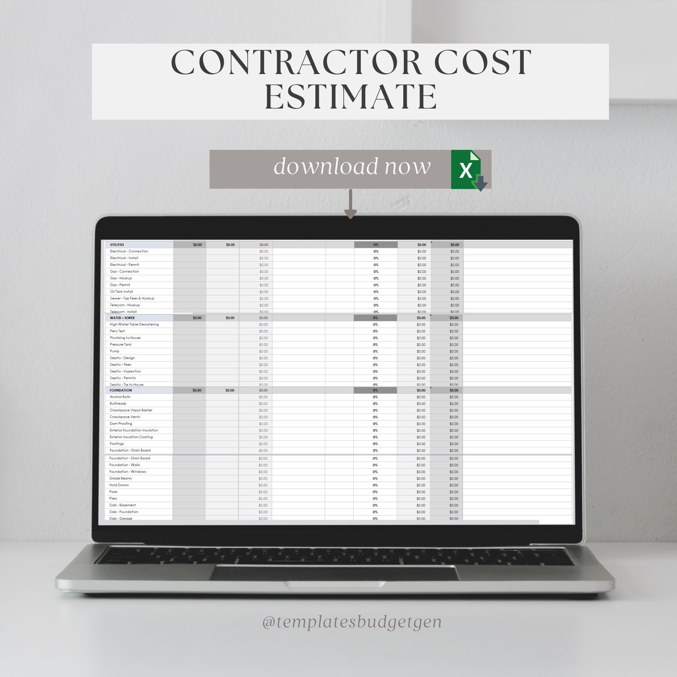 Contractor Cost Estimate Template Construction Budget - Etsy