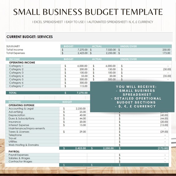 Small Business Spreadsheet Income and Expense Tracker Excel - Etsy
