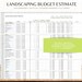 Landscaping Budget Estimate Template, Landscaping Spreadsheet, Excel ...