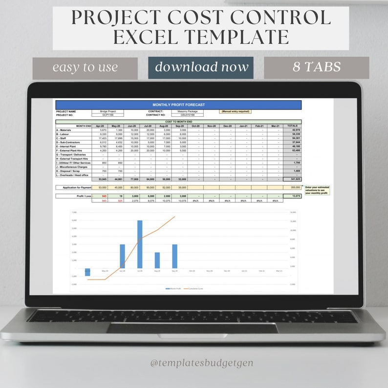 Project Cost Control Template Construction Budget Excel - Etsy