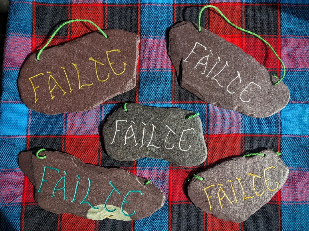 Scottish Gaelic Welcome Engraved on Slate | Hanging Sign Stone Decor ...