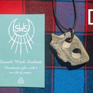 Lucky Scottish Hag Stone Necklace Scotland, Celtic, Druid, Pagan, Witch Protection Charm Amulet ...