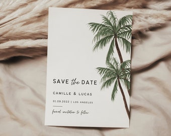 Save the Date Destination Wedding Palm Tree Save the Date Beach Wedding Tropical Wedding ...