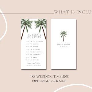 Destination Wedding Timeline Card Template, Printable Wedding Events ...