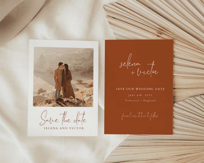 Boho Save the Date Template Printable Brown Save the Date | Etsy