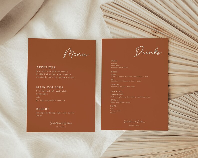 Terracotta Wedding Dinner Menu Template Dinner Menu Template | Etsy Terracotta Wedding Dinner Menu Template Dinner Menu Template | Etsy