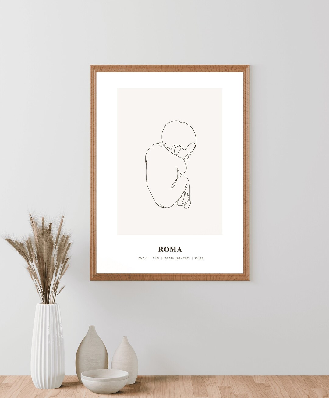 Birth Poster Template, Newborn Illustration in Scale, Birth Gift, Birth ...