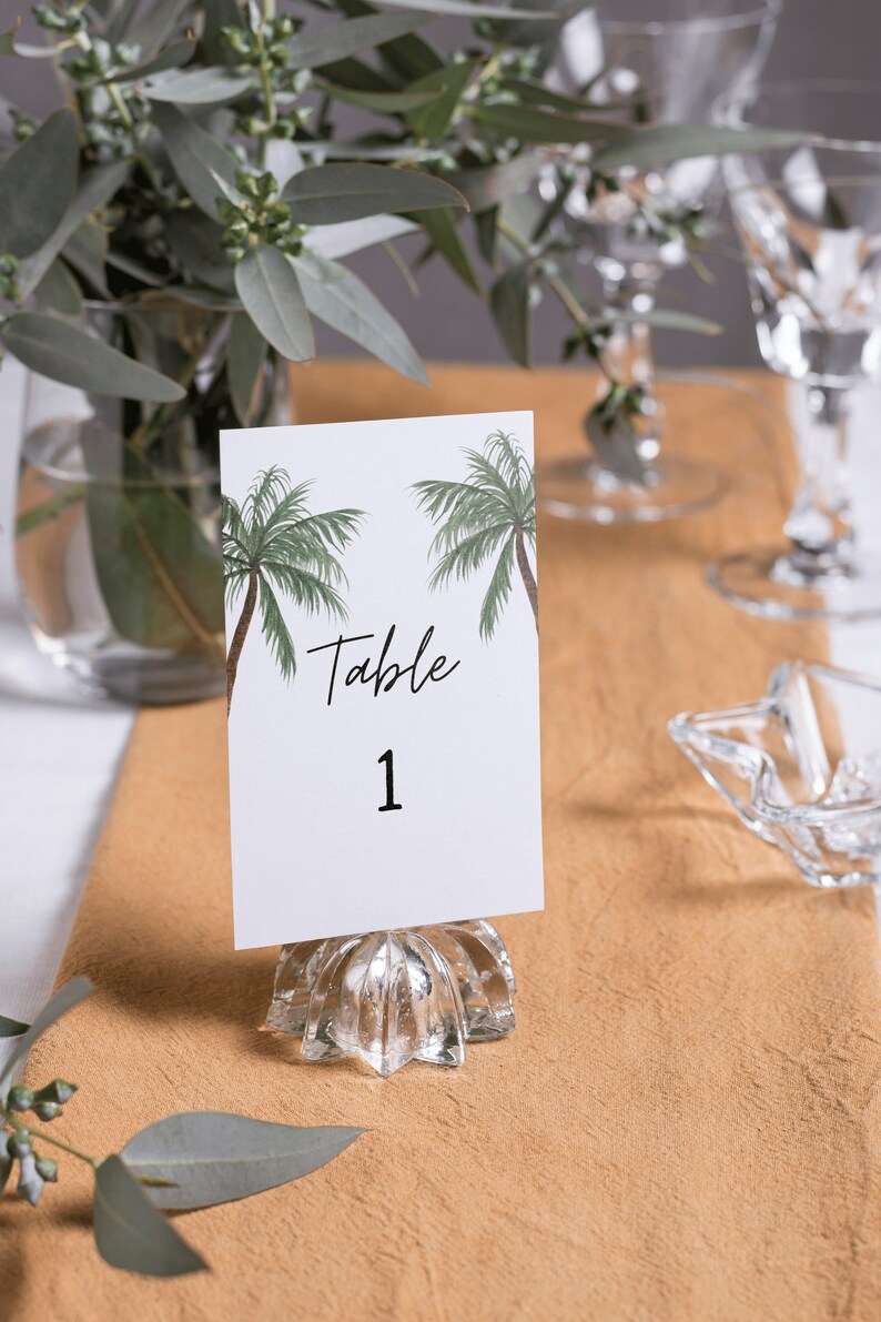 Destination Wedding Table Numbers Template, Tropical Table Numbers ...