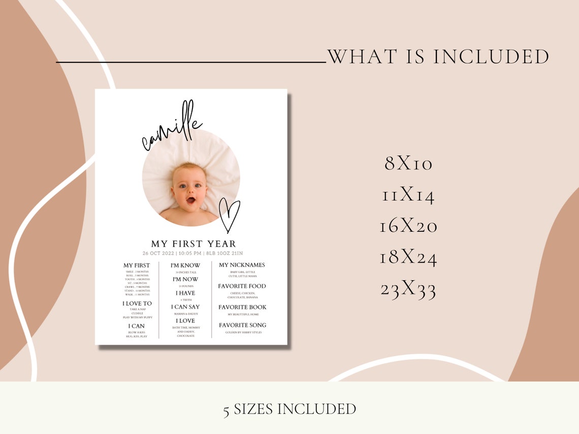 Printable Baby's First Year Photo Poster Template - Etsy
