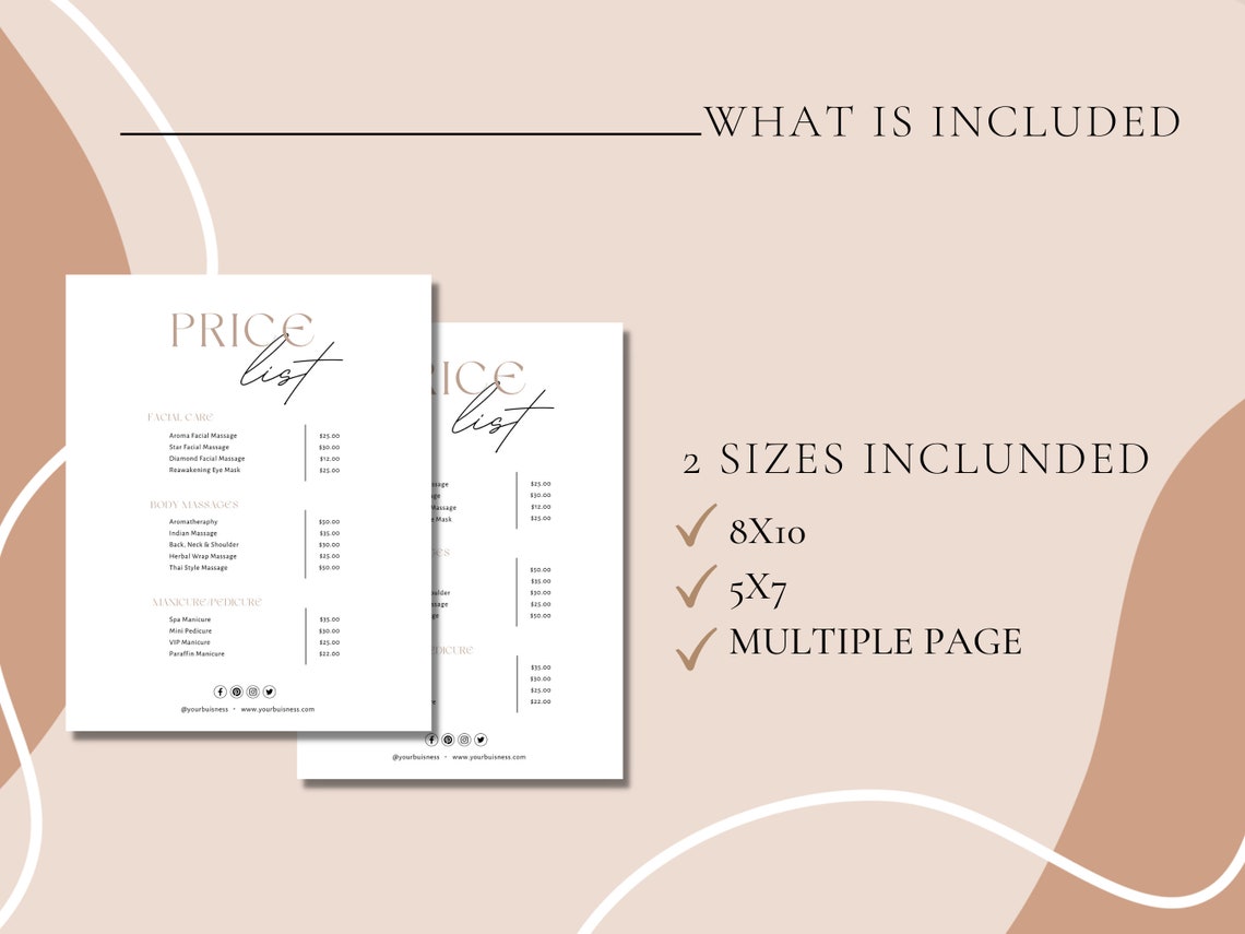 Price List Template Small Business Price List Editable Price - Etsy