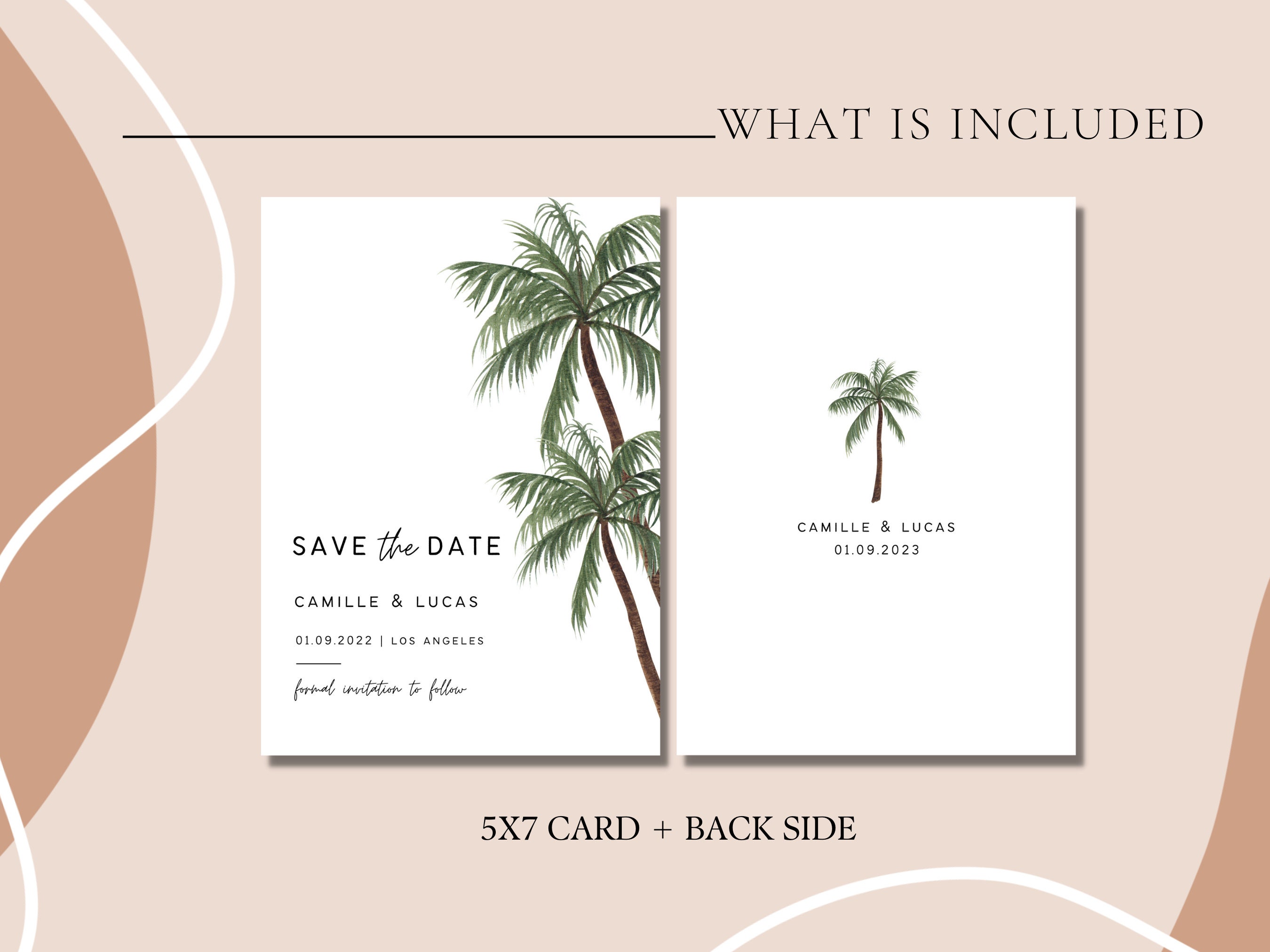 Save the Date Destination Wedding, Palm Tree Save the Date Template ...