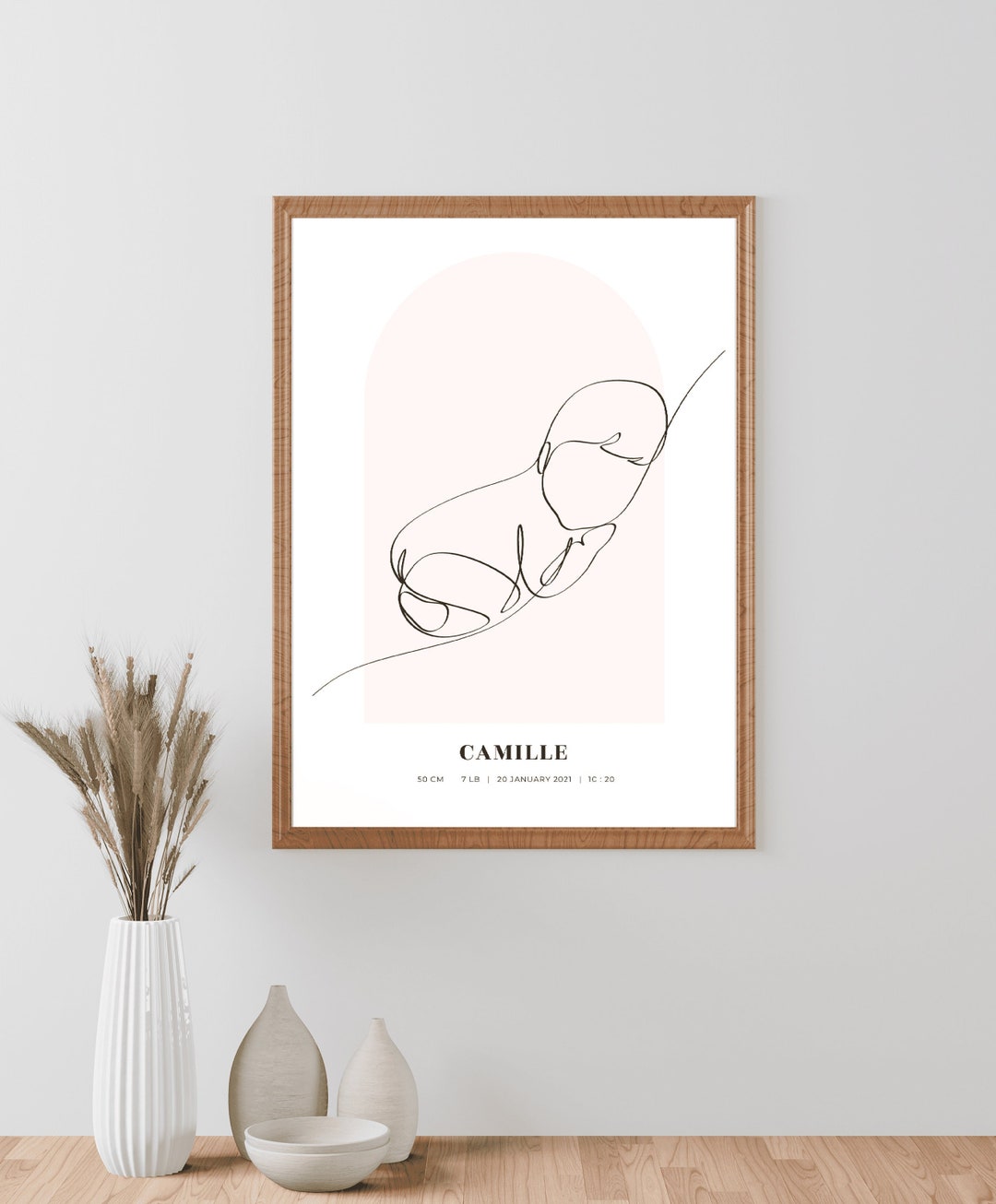 Birth Poster Template, Newborn Illustration in Scale, Birth Gift, Birth ...