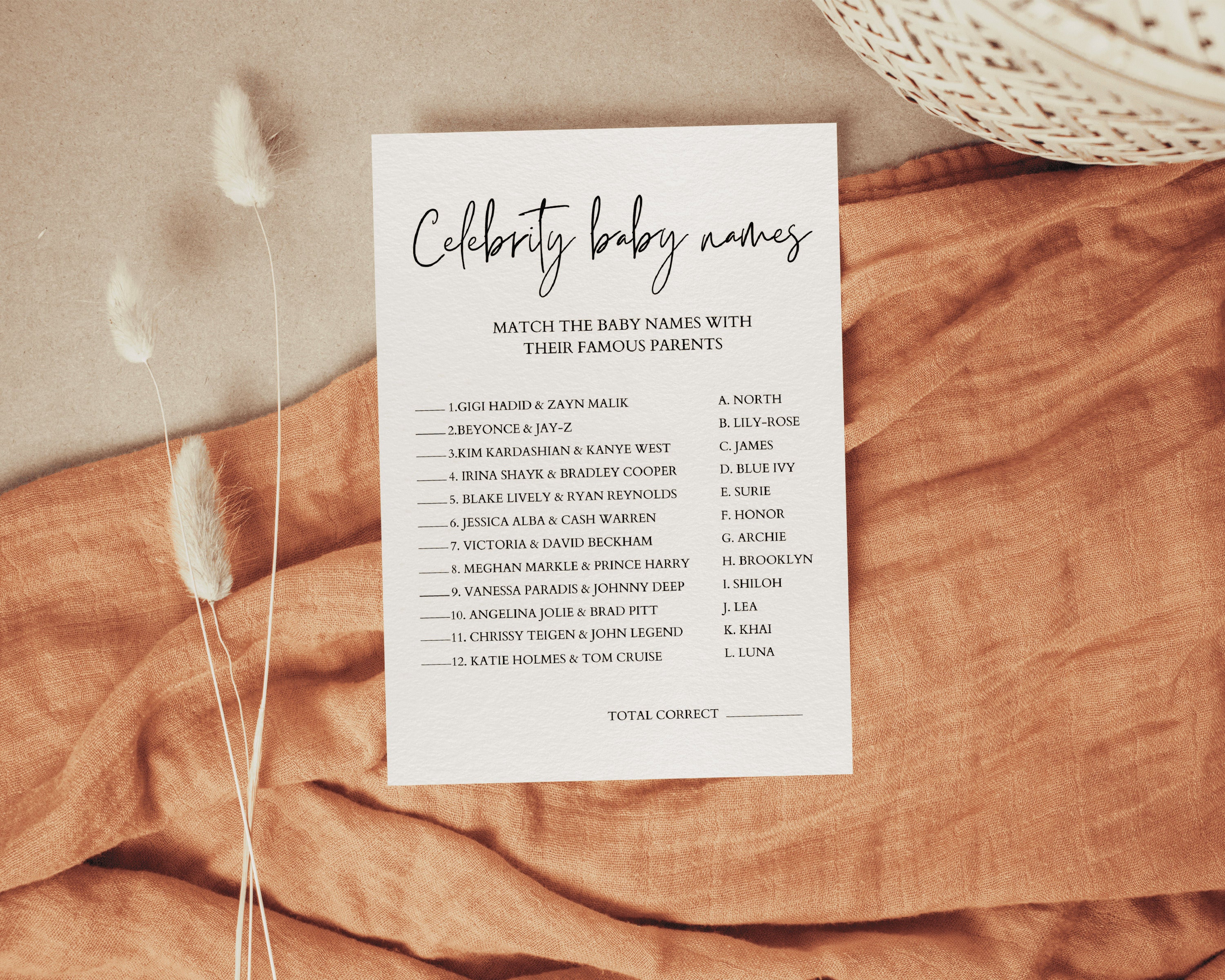 Celebrity Baby Name Shower Game Printable Baby Shower Games - Etsy