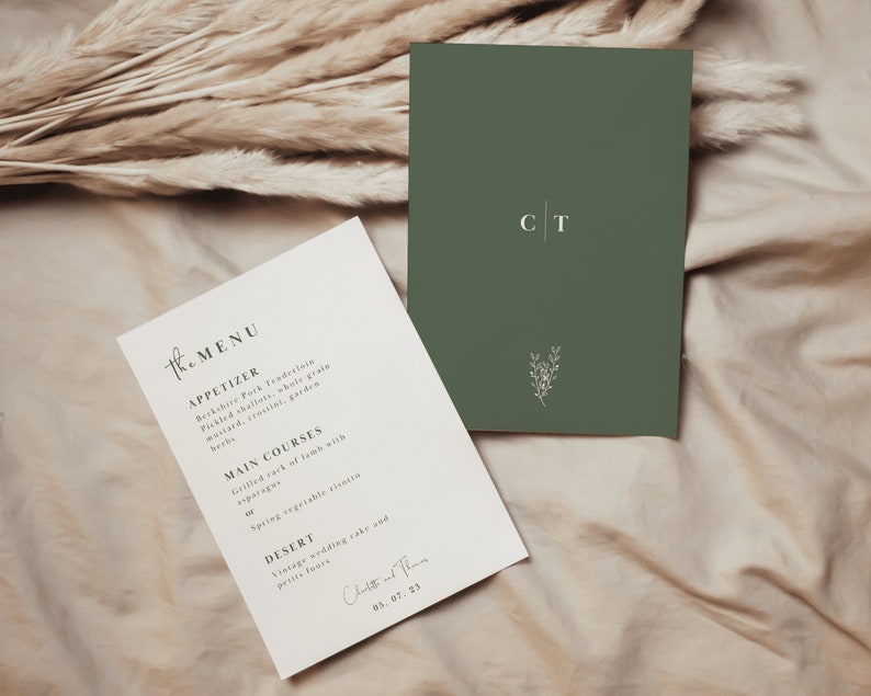 Sage Green Wedding Menu Template Dinner Menu Template Sage - Etsy