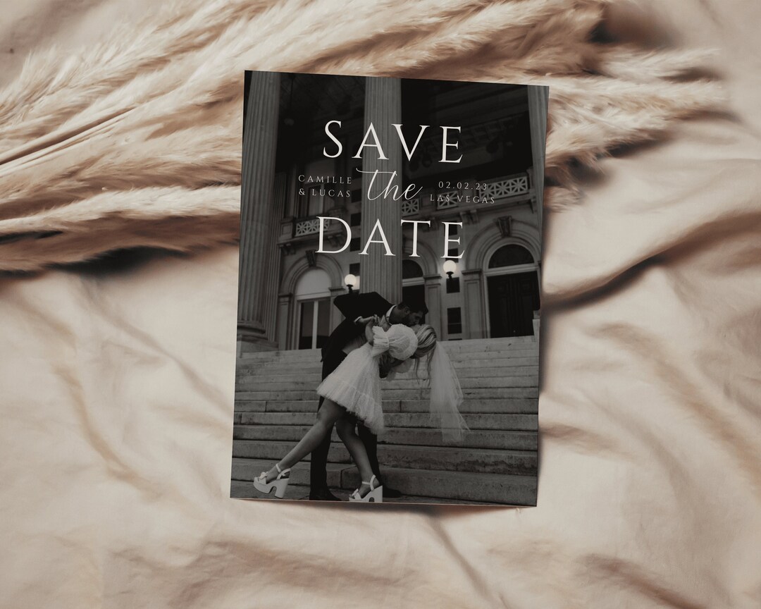 Modern Minimal Save the Date Template, Save the Date With Photo ...