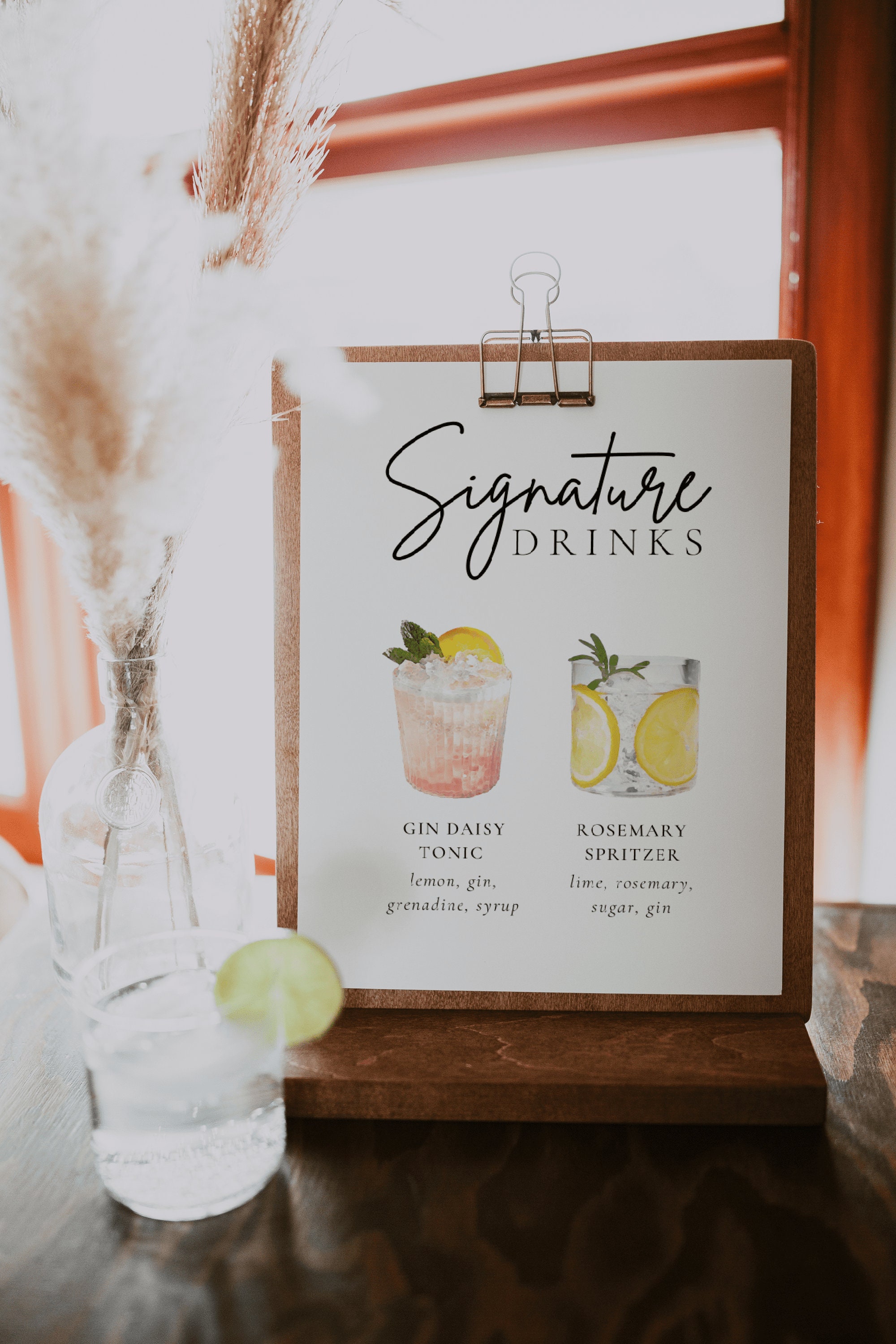 Signature Cocktail Sign Template, Signature Drinks Sign, Minimalist ...