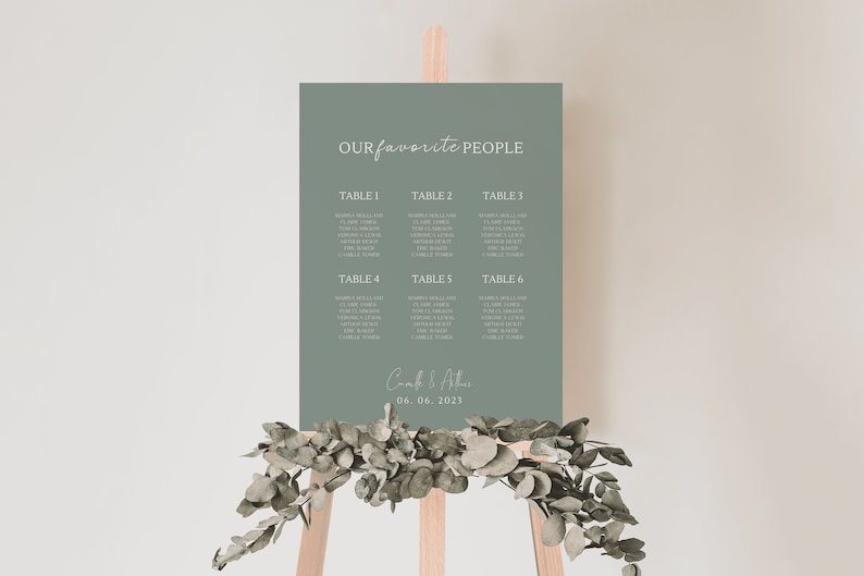 Sage Green Seating Chart Seating Chart Template Sage Green - Etsy