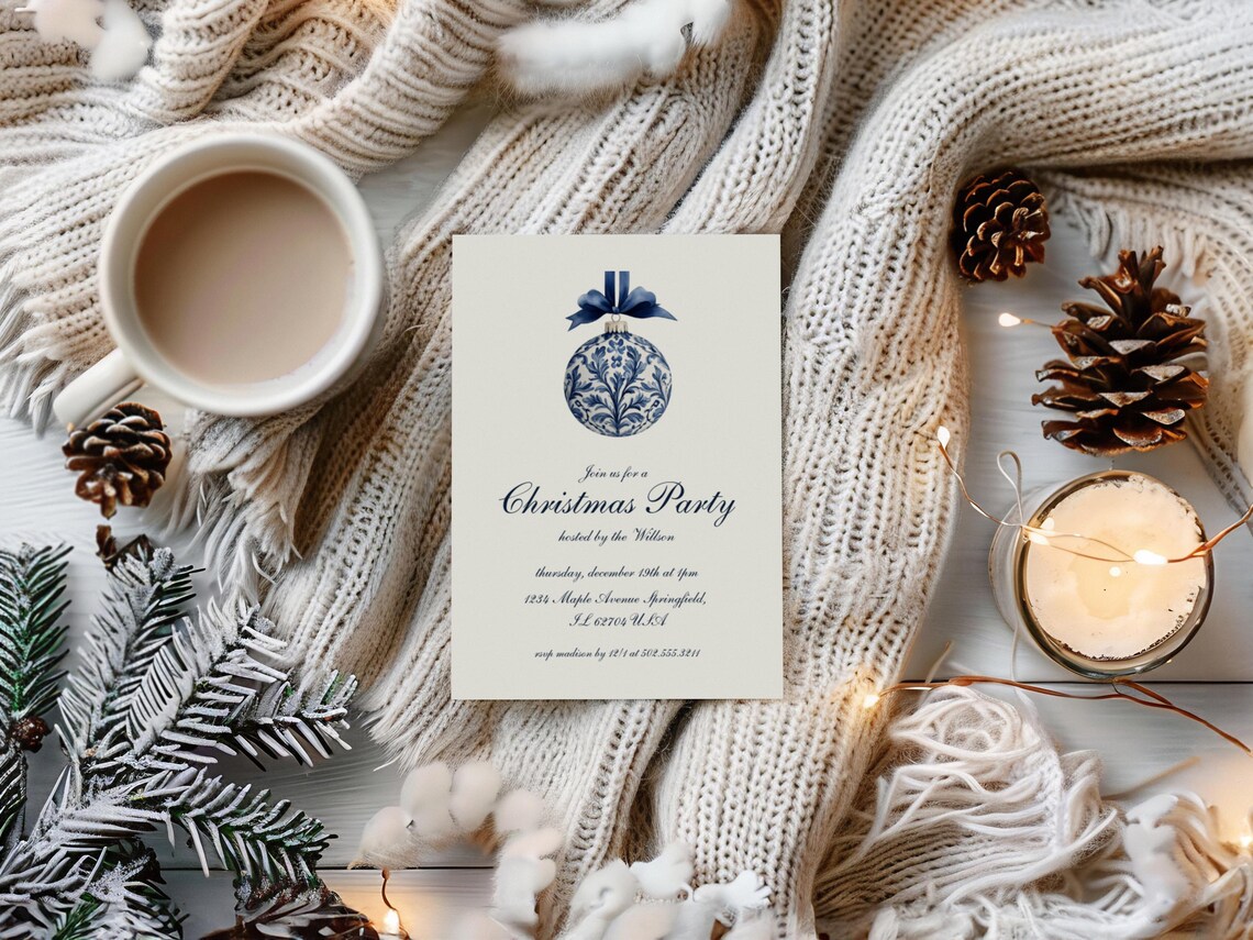Printable Holiday Card Template, Minimalist Holiday Card, Simple ...