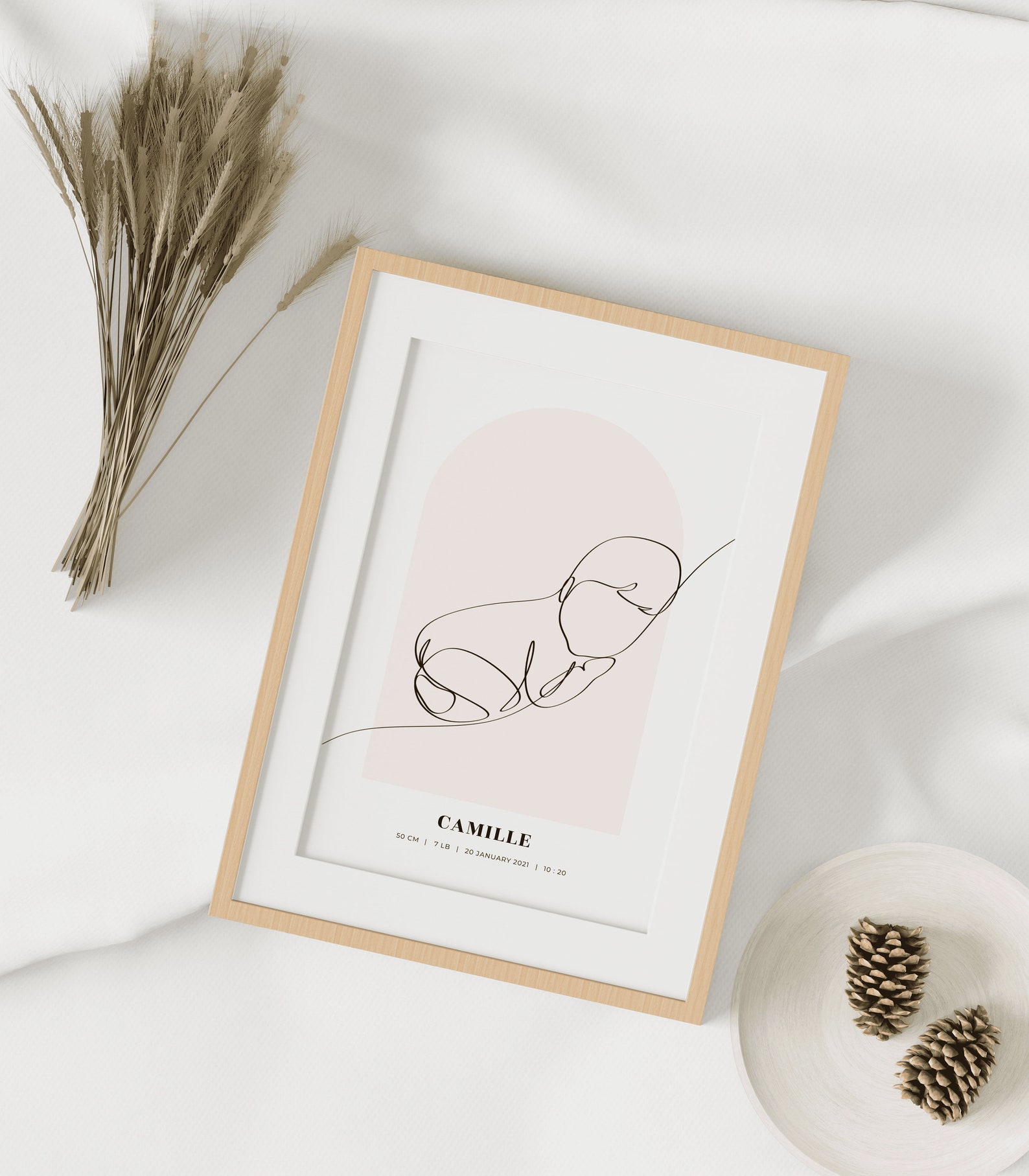 Birth Poster Template, Newborn Illustration in Scale, Birth Gift, Birth ...
