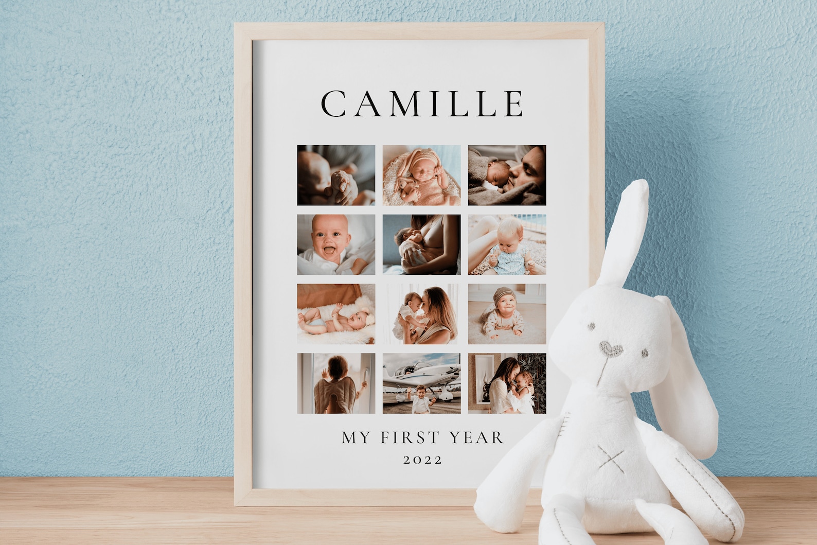 Printable Baby's First Year Photo Poster Template, Minimalist 1st ...