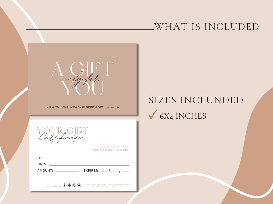 Gift Certificate Template, Minimalist Gift Certificate, Editable Gift ...